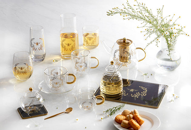 Ashdene - Elegant Bee - Glass Infuser Teapot 1.2L - Red Sparrow Tea Company