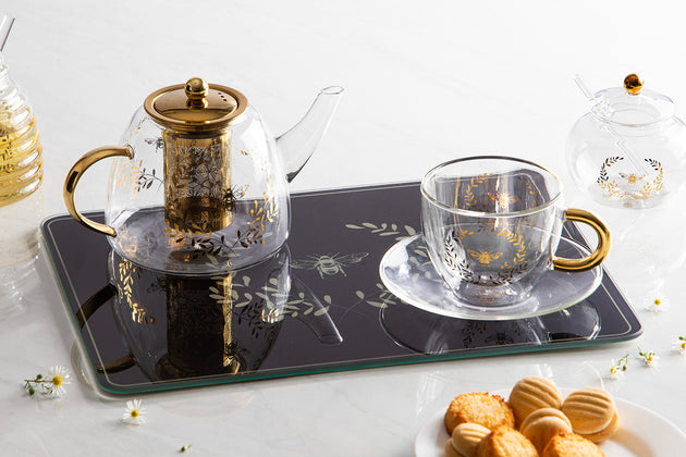 Ashdene - Elegant Bee - Glass Infuser Teapot 1.2L - Red Sparrow Tea Company