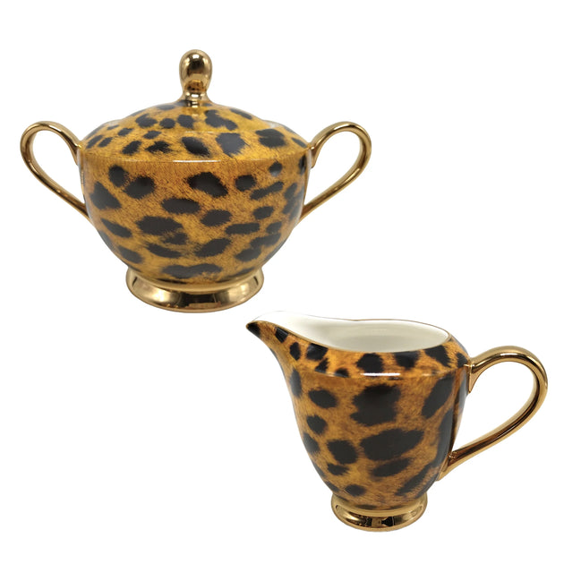LyndalT - Leopard Print - Sugar & Creamer Set - Red Sparrow Tea Company
